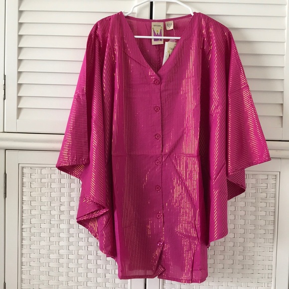 Original Anthony | Tops | Original Anthony Button Up Poncho Top Purple ...